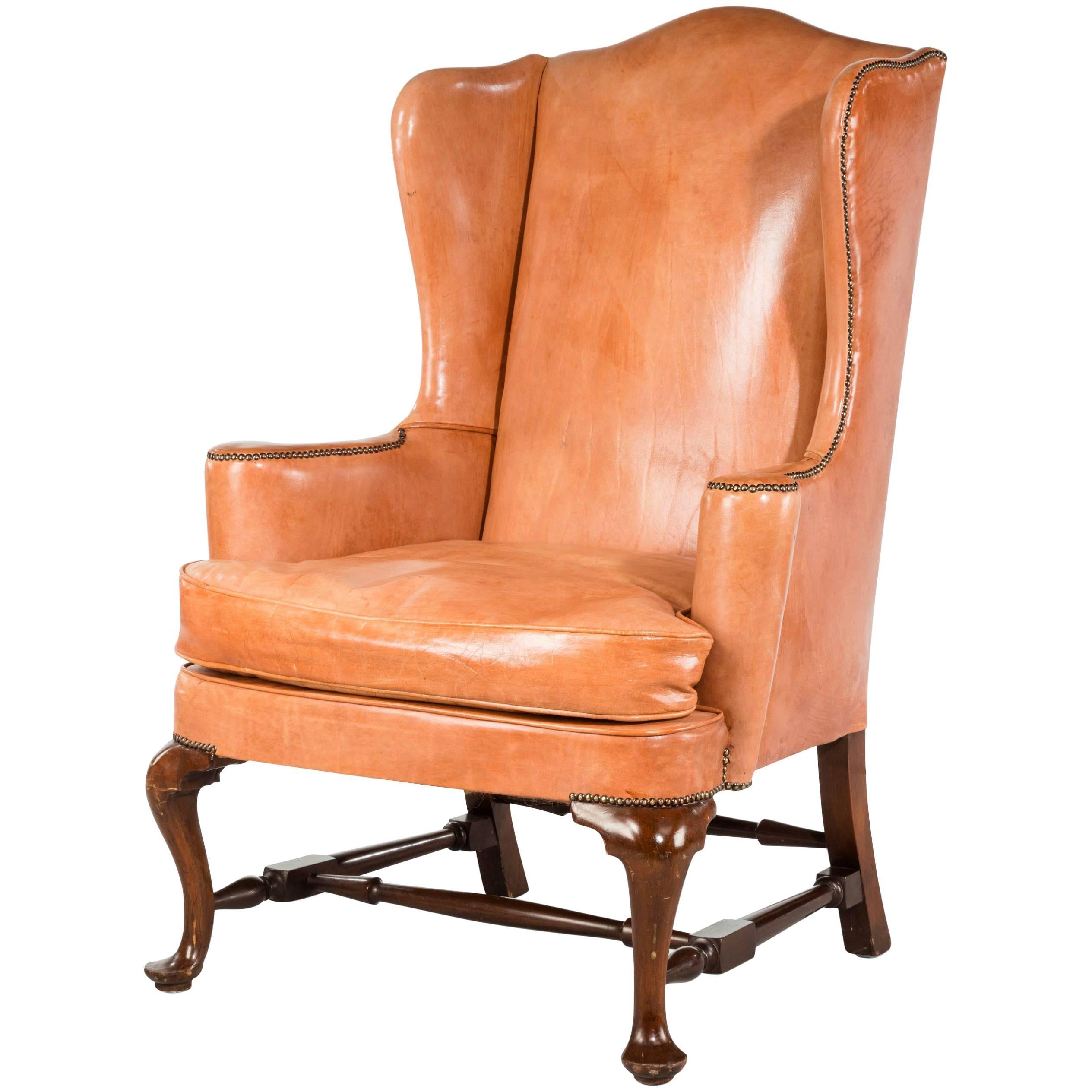 George III Style Wing Chair with the Finest Hide Covering at 1stDibs