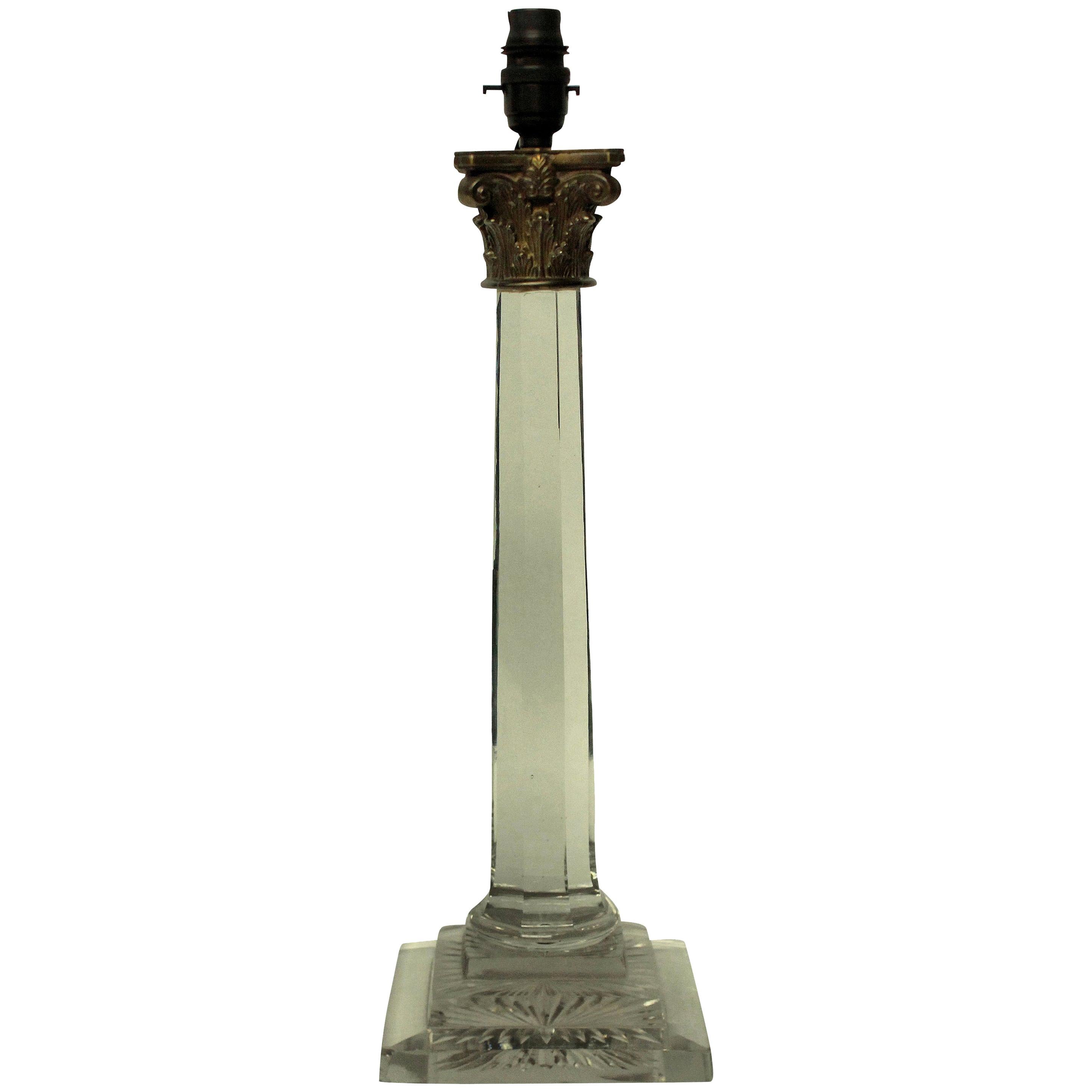 George IV Cut-Glass Column Lamp For Sale at 1stDibs