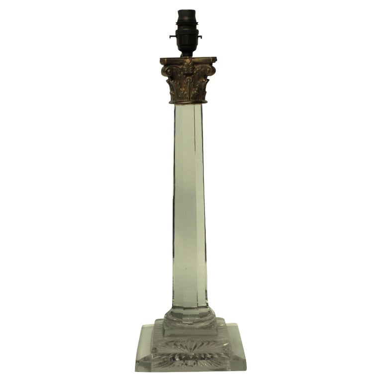 George IV Cut-Glass Column Lamp For Sale at 1stDibs