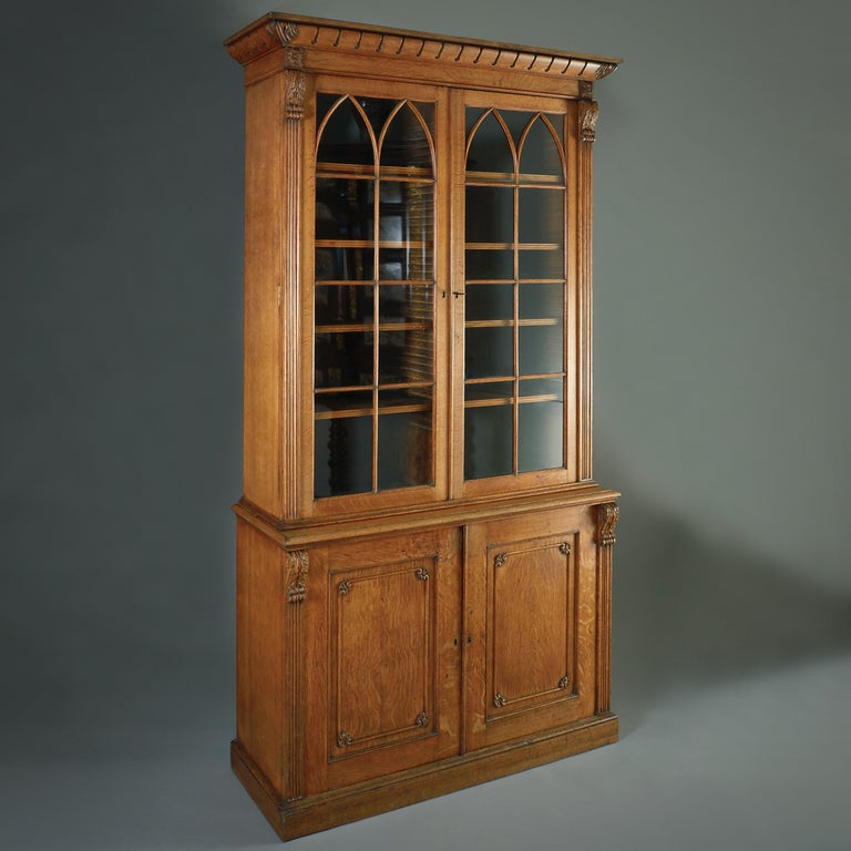 George IV Gothic Golden Oak Bookcase For Sale at 1stDibs