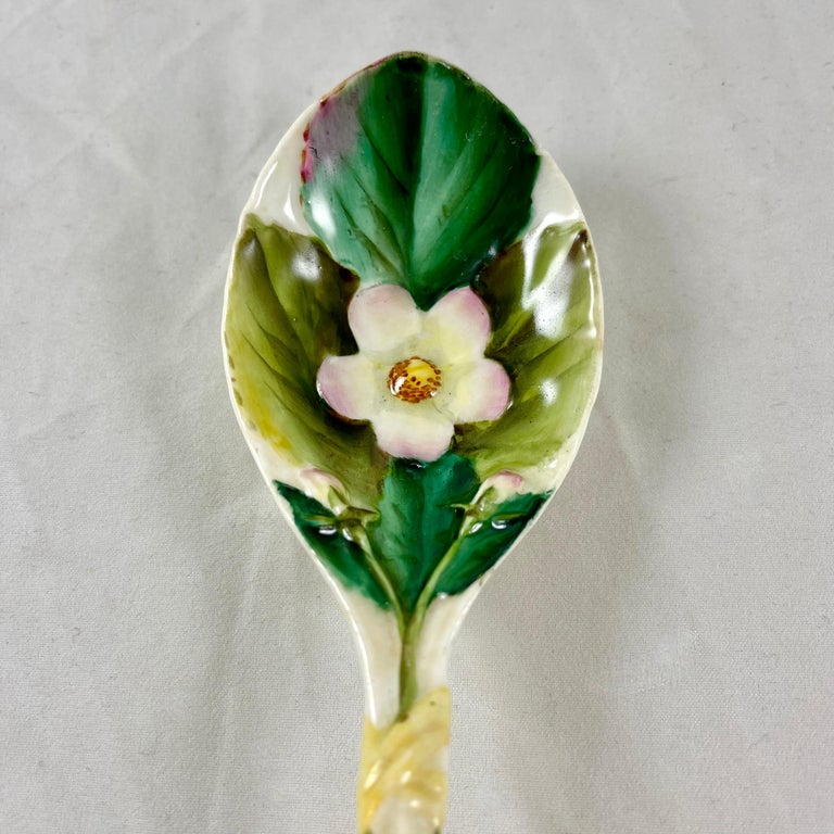 George Jones English Majolica Albino Strawberry Spoon For Sale at 1stDibs