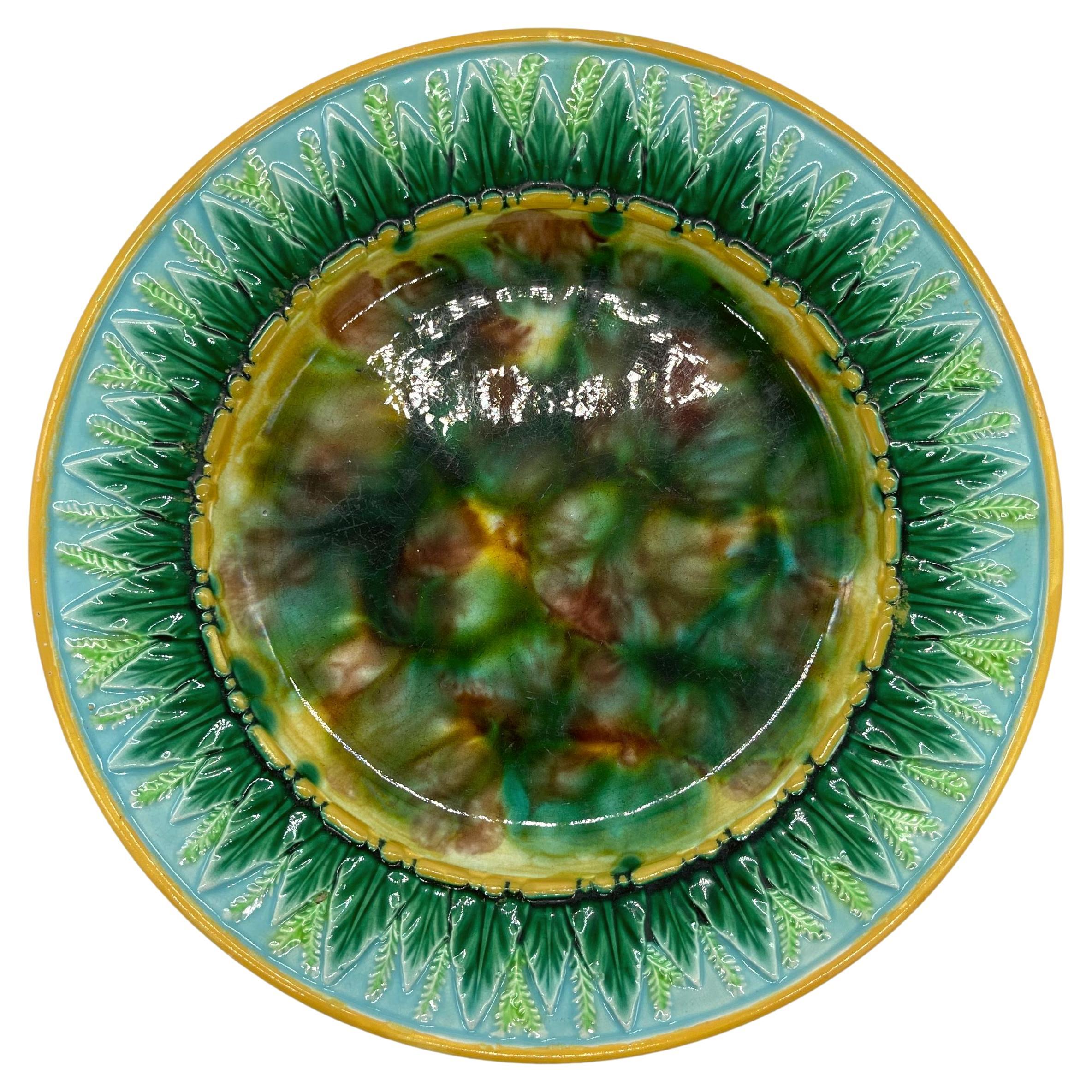 English Victorian George Jones Majolica Centerpiece, Turquoise Shell ...