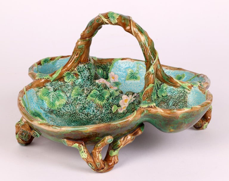 George Jones Majolica Pottery Strawberries and Cream Serving Dish, 1873 ...