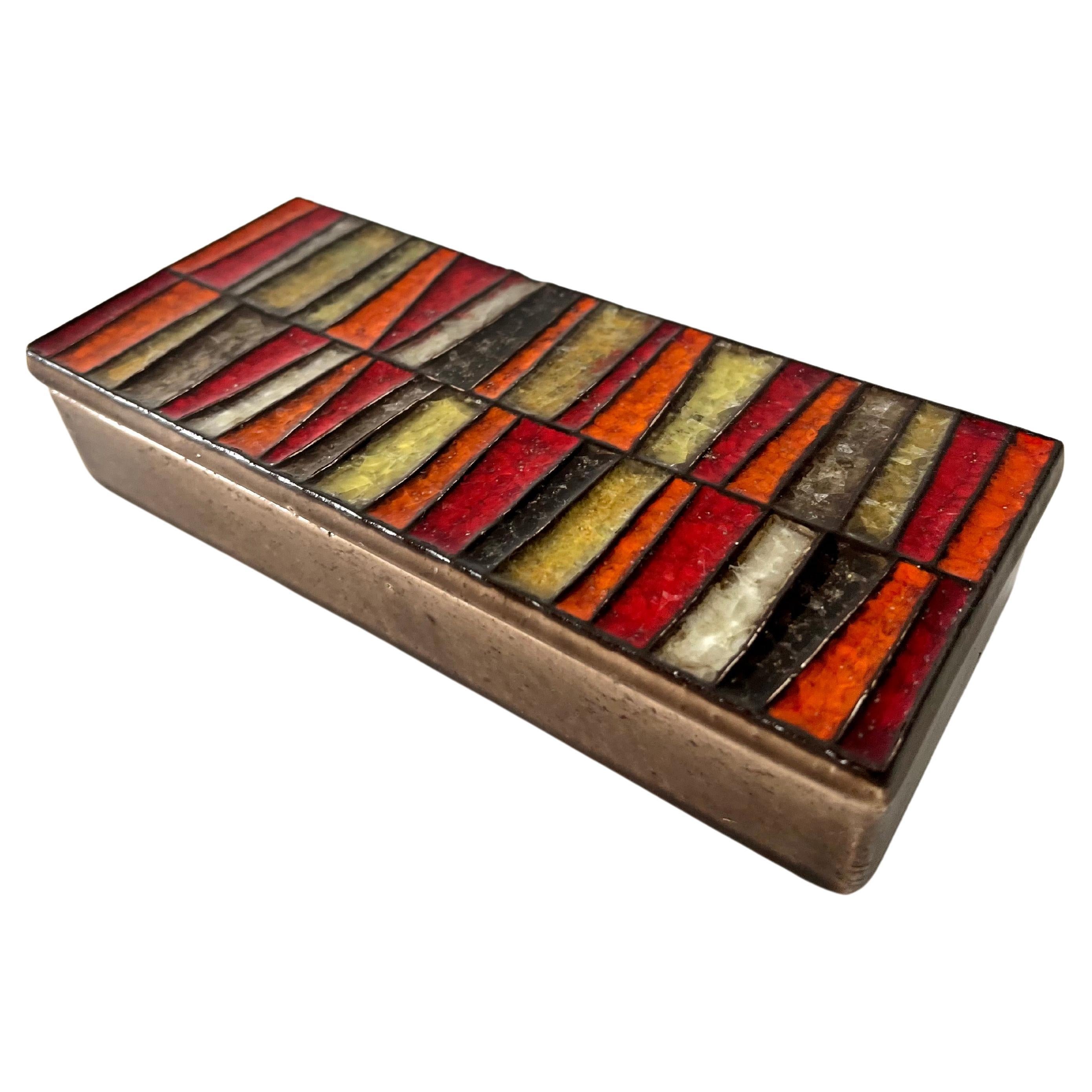 George Kitchel Fused Glass Lidded Box of Orange and Gold at 1stDibs