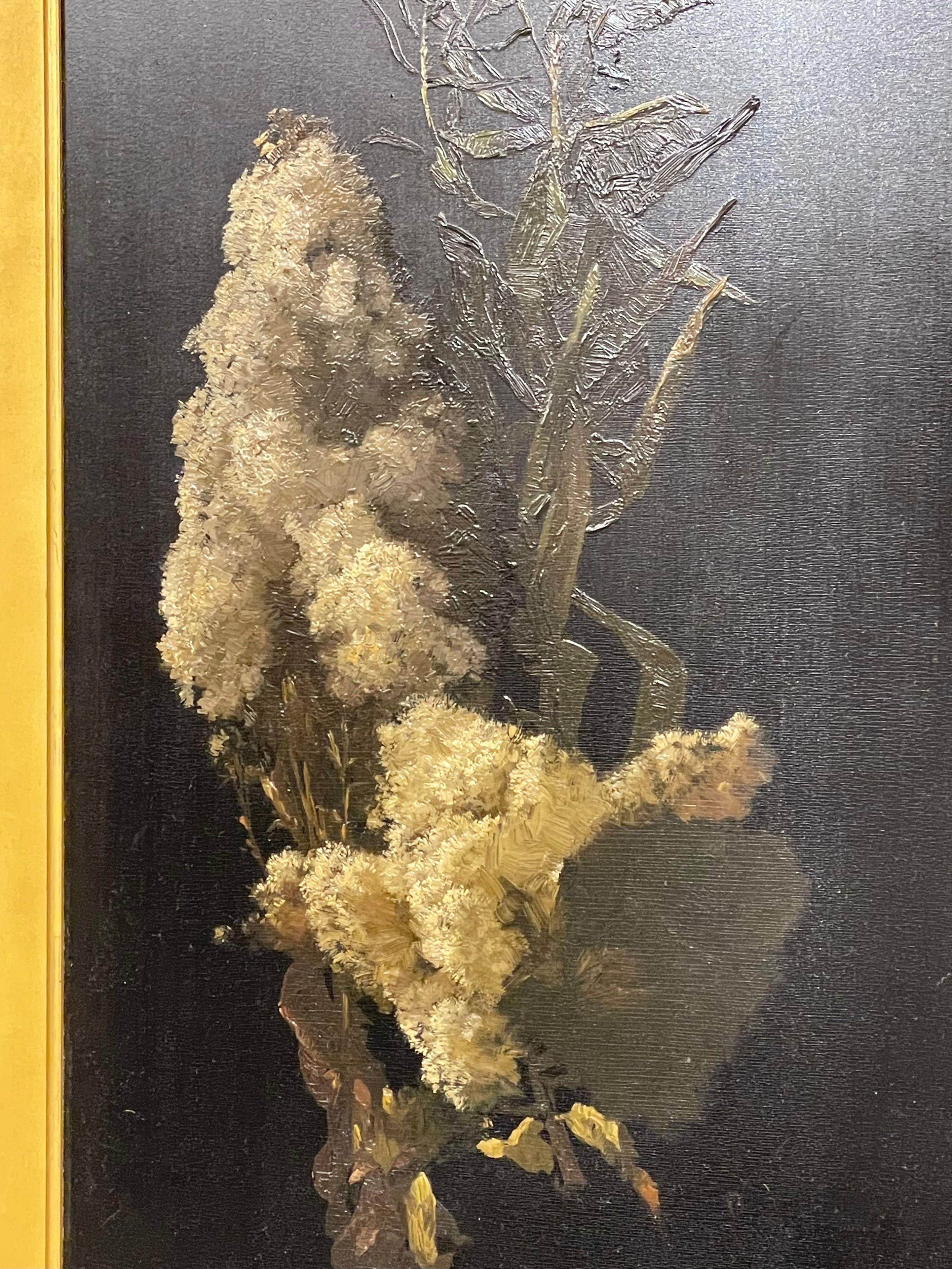 George Lambdin, 19th Century Oil on Board of "Milk Weed" in Gilt Frame ...