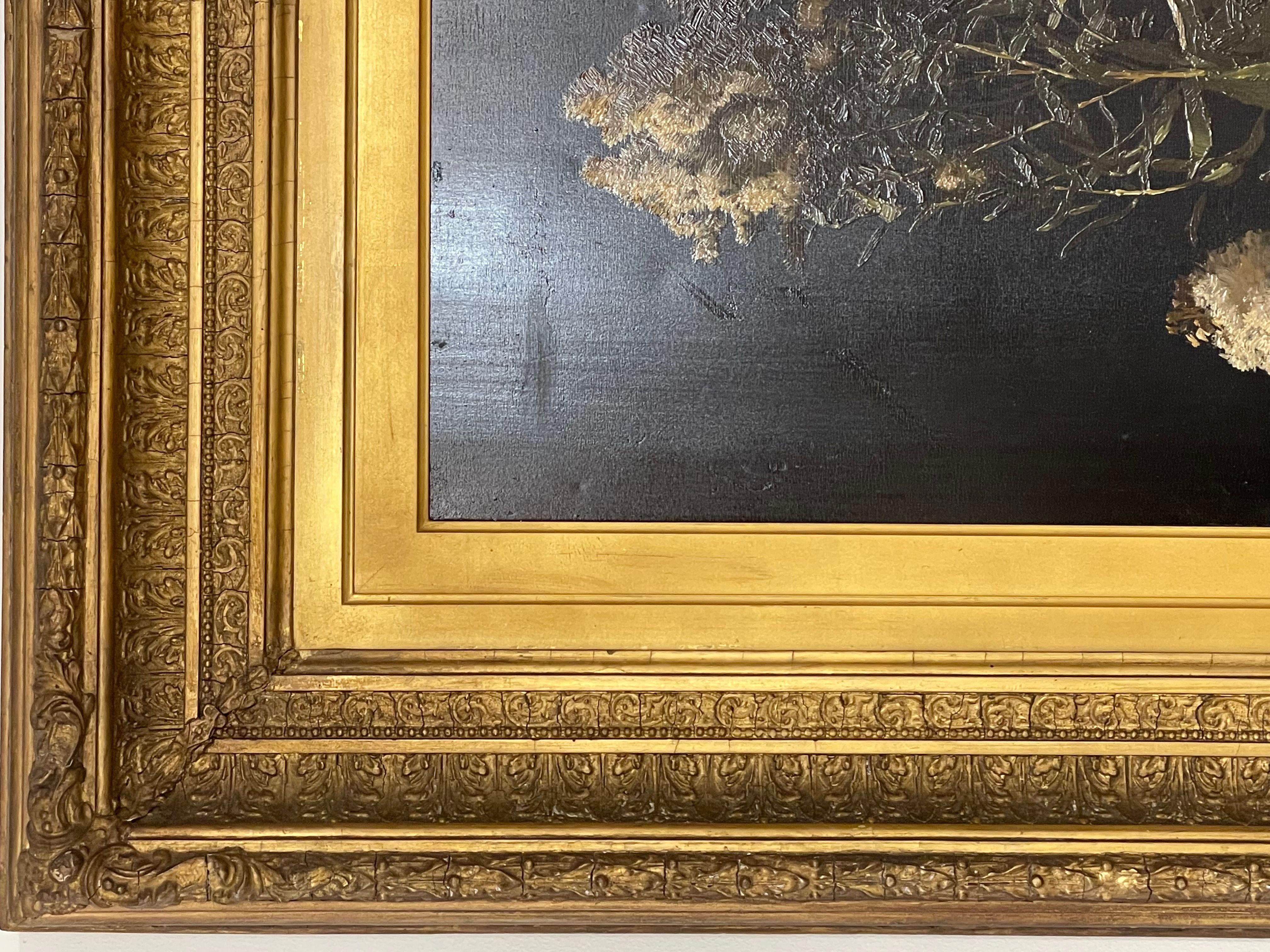 George Lambdin, 19th Century Oil on Board of "Milk Weed" in Gilt Frame ...