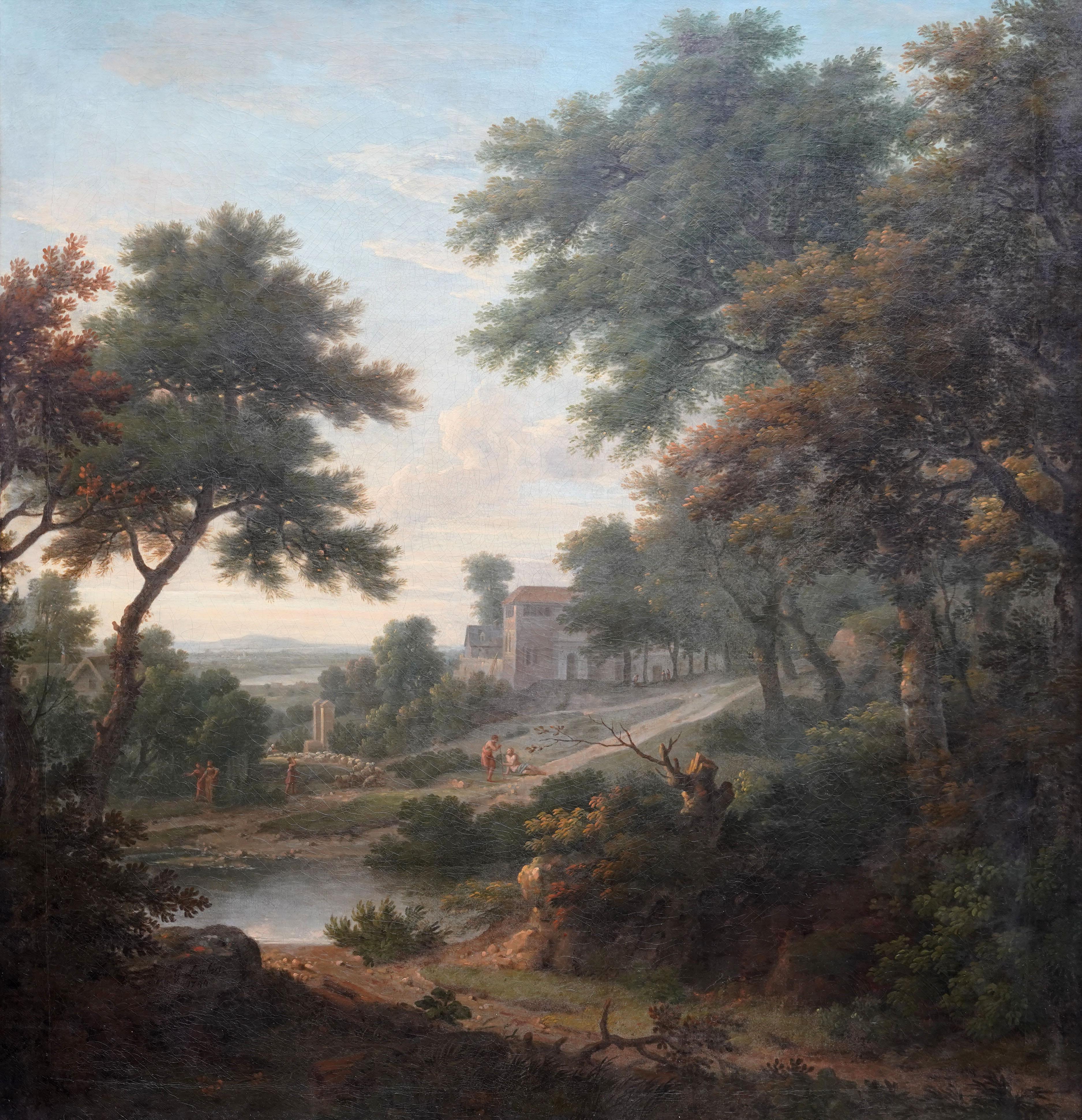 George Lambert - Manor House with Cottages - British 18thC Old Master ...