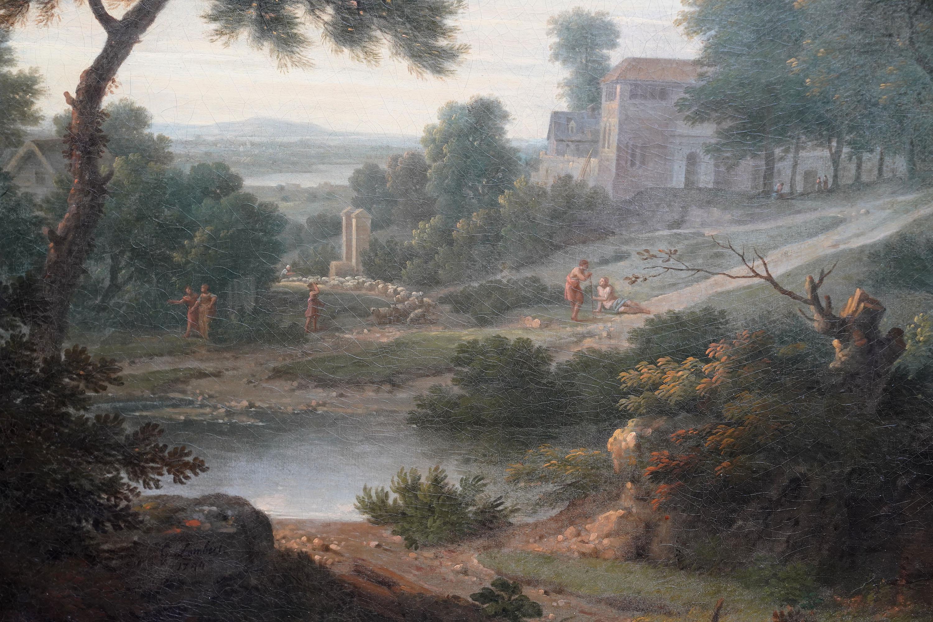 George Lambert - Manor House with Cottages - British 18thC Old Master ...
