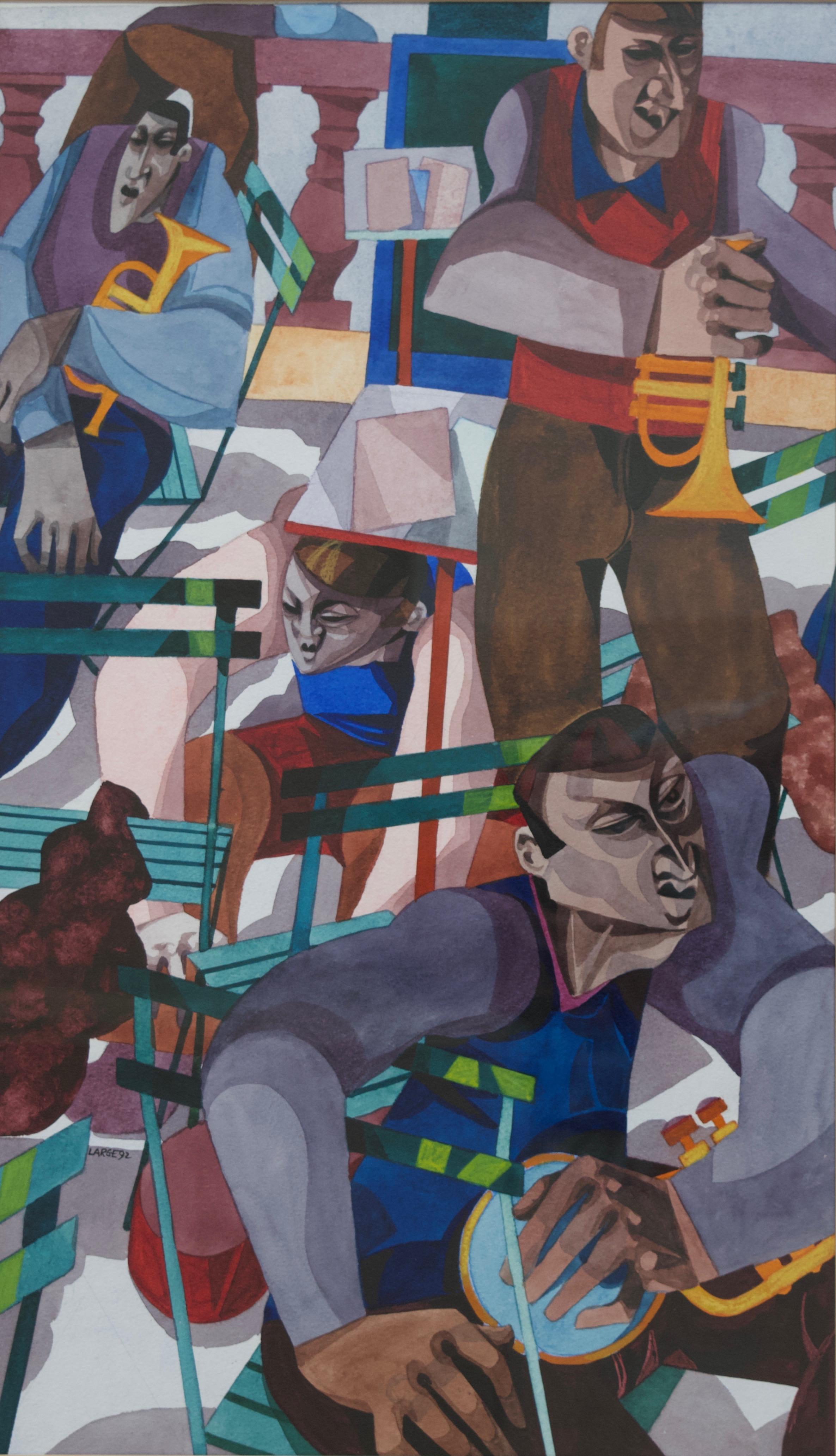 George Large - George Large, Street Musicians, Cubist art For Sale at ...