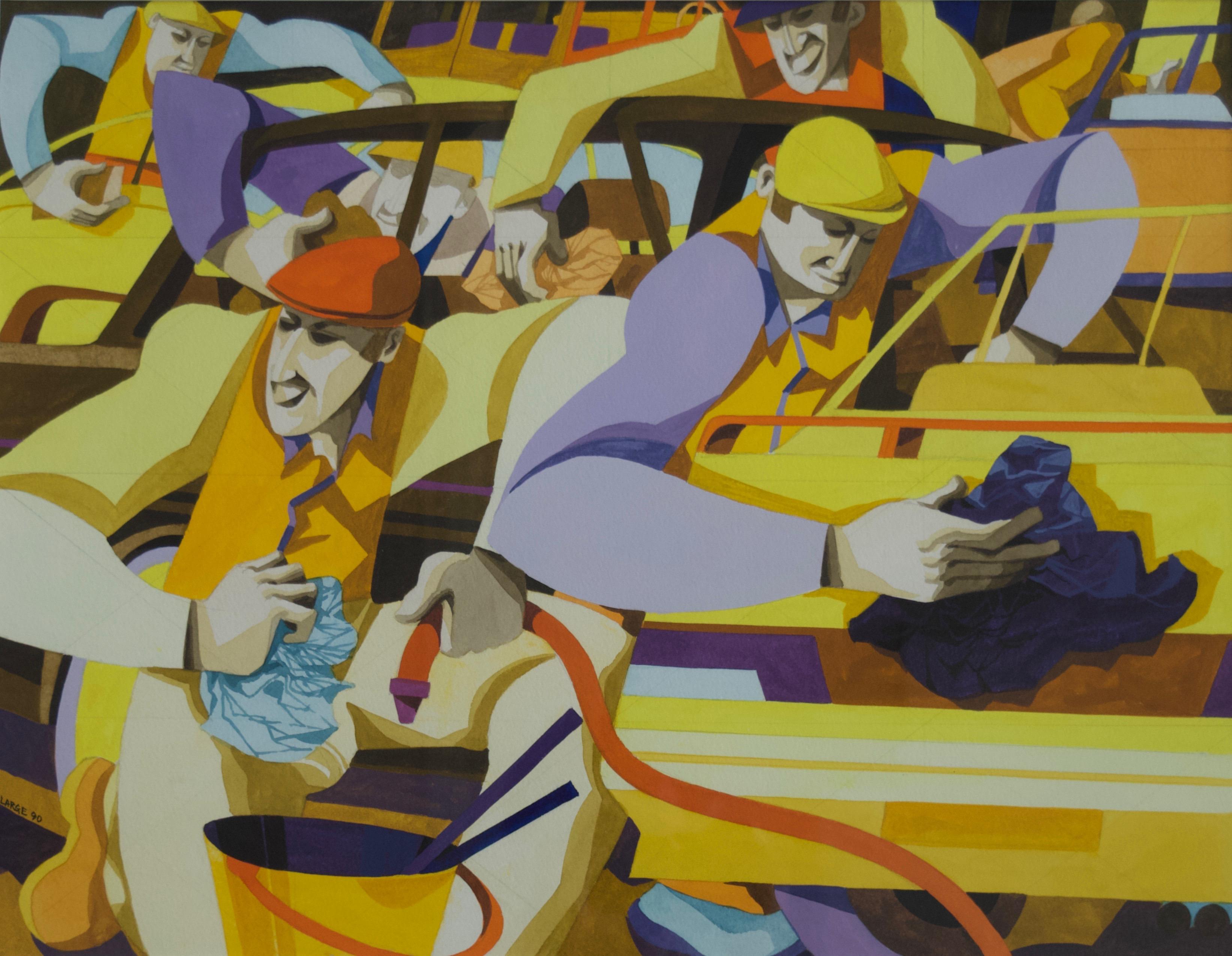 George Large - George Large, Street Musicians, Cubist art For Sale at ...