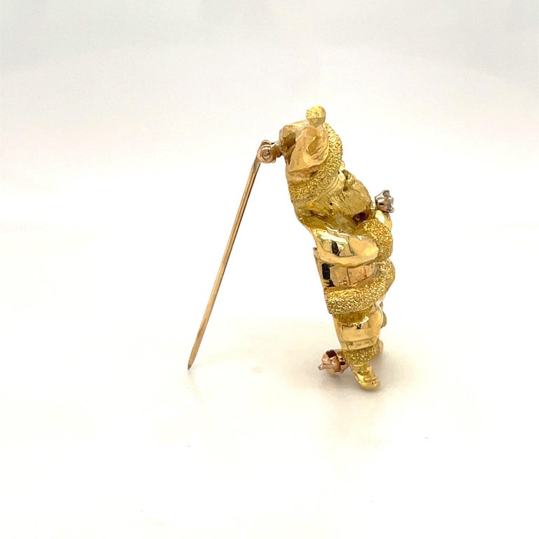 George Lederman 18KT Yellow Gold Diamond and Ruby Santa Claus Brooch at ...