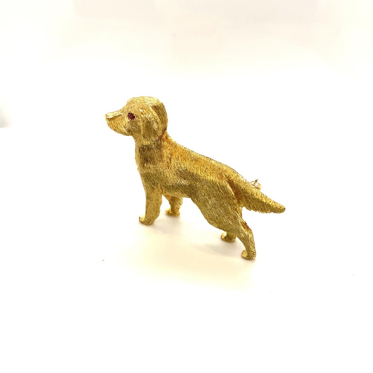 George Lederman 18 Karat Yellow Gold Labrador Retriever Brooch For Sale ...