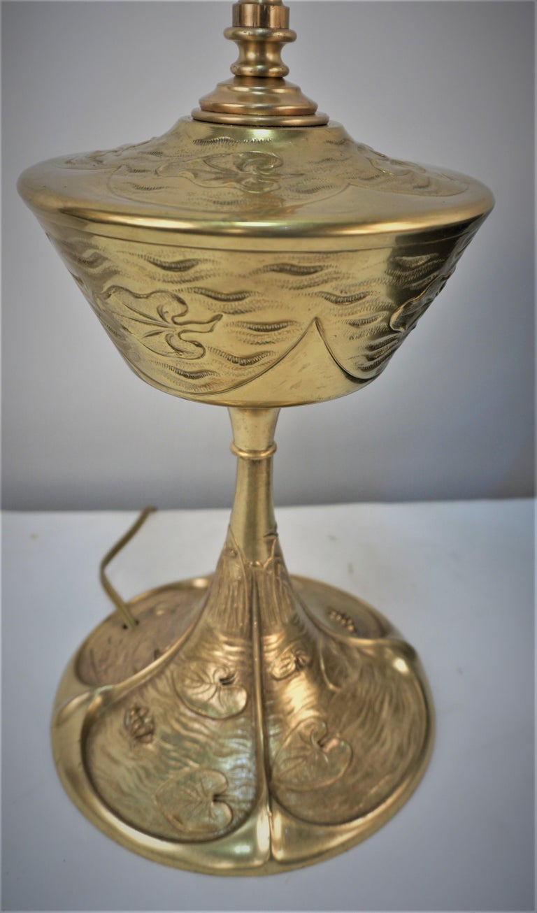 George Leleu Art Nouveau Electrified Bronze Oil Lamp at 1stDibs