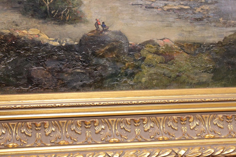 George Loring Brown 'Sunset, Bay of Naples' Oil on Canvas Landscape ...