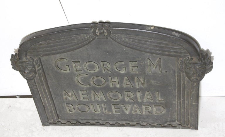 George M. Cohan Bronze Memorial Blvd Plaque from RI For Sale at 1stDibs