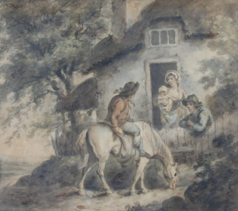 George Morland - A Conversation by the Cottage Gate For Sale at 1stDibs