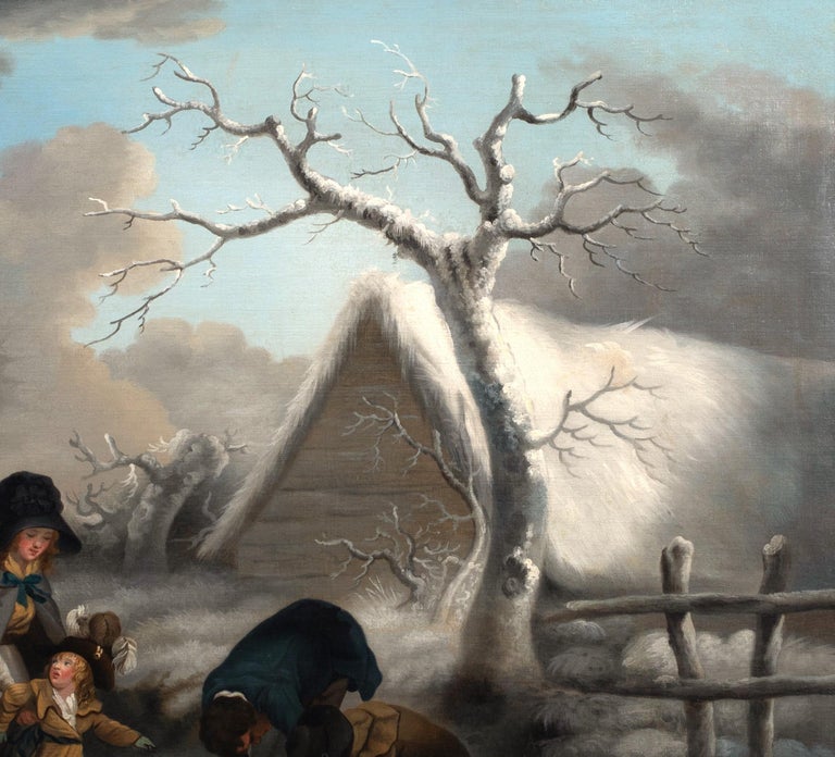 Ice Skating In A Winter Landscape, 18th Century For Sale at 1stDibs