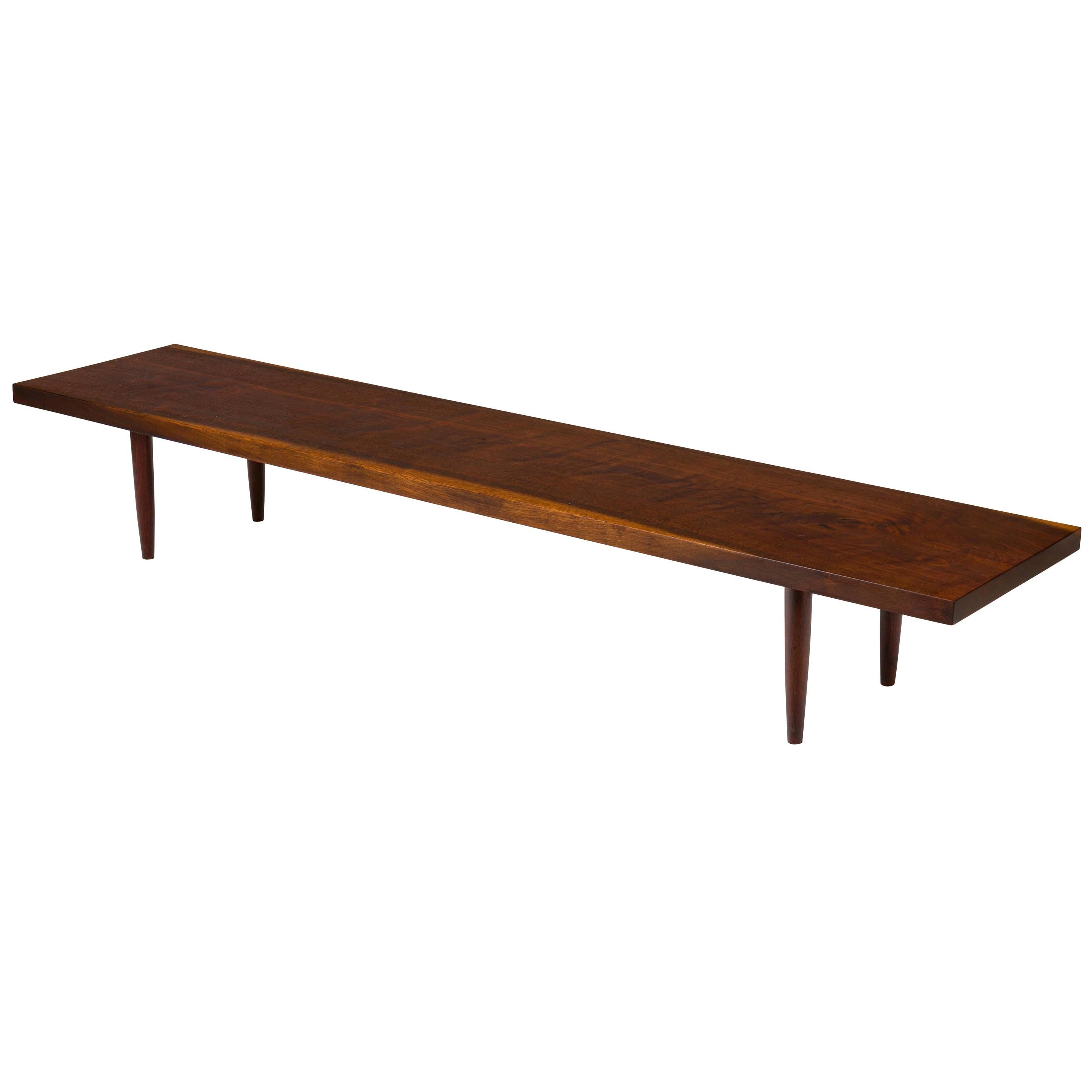 George Nakashima American Black Walnut Turned Leg Slab Bench, USA ...