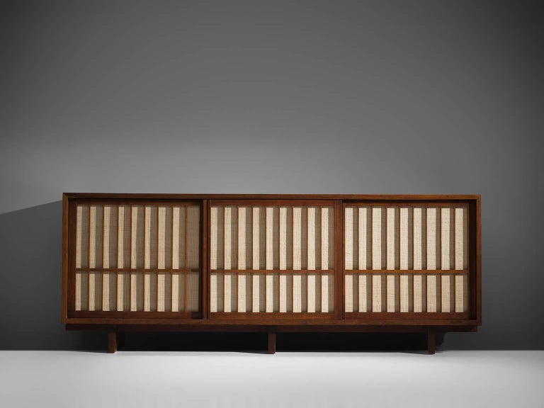 George Nakashima Credenza in American Walnut and Pandanus Cloth For ...