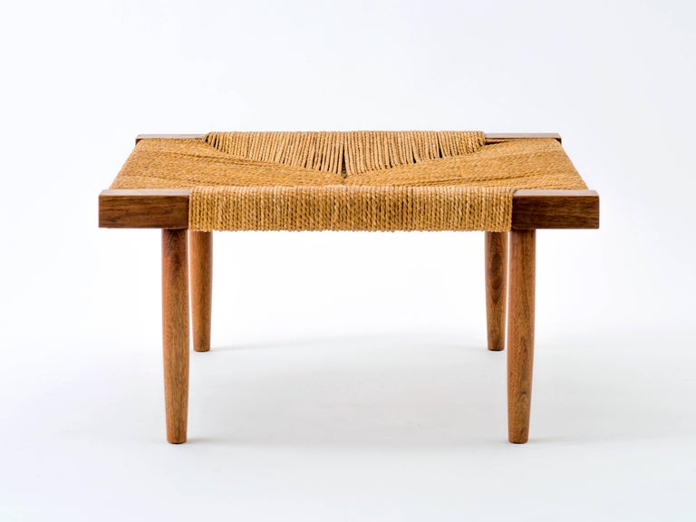 George Nakashima Fitch Stool / Ottoman in Walnut with Grass Cord Seat ...