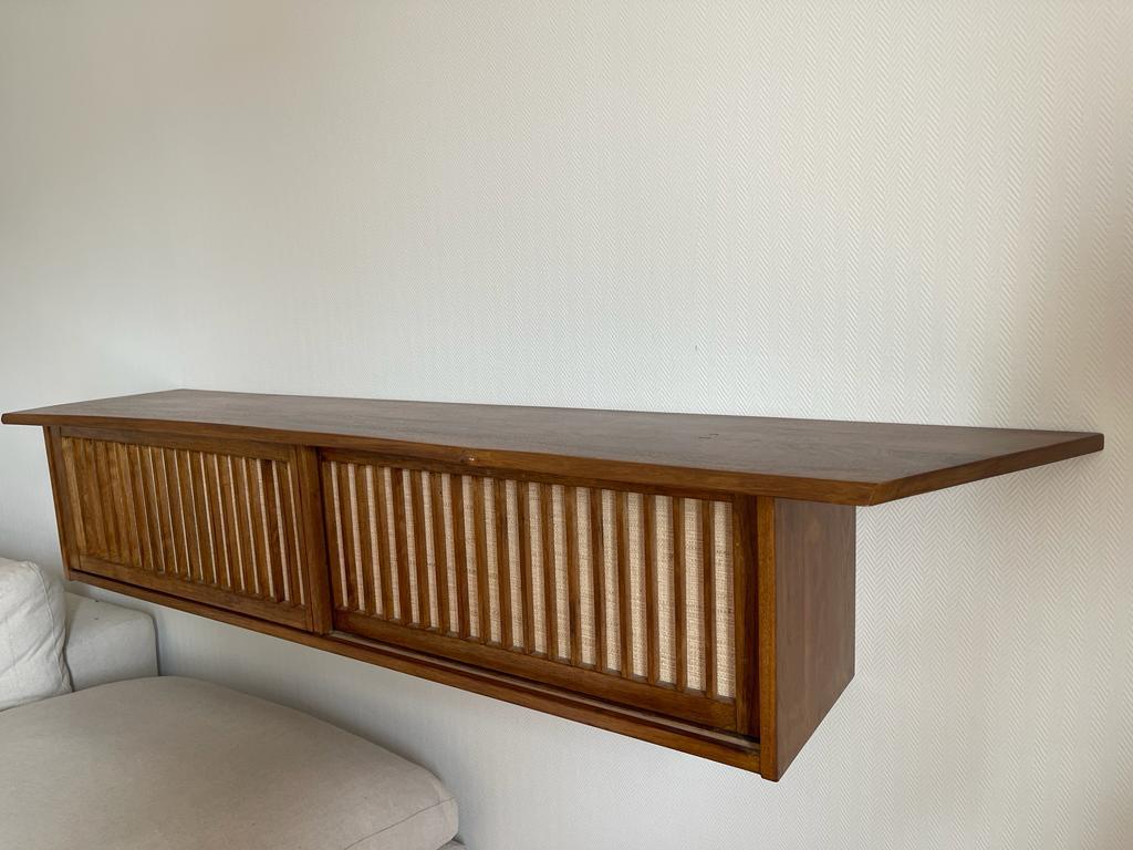 George Nakashima Free Edge Hanging Wall Case For Sale at 1stDibs