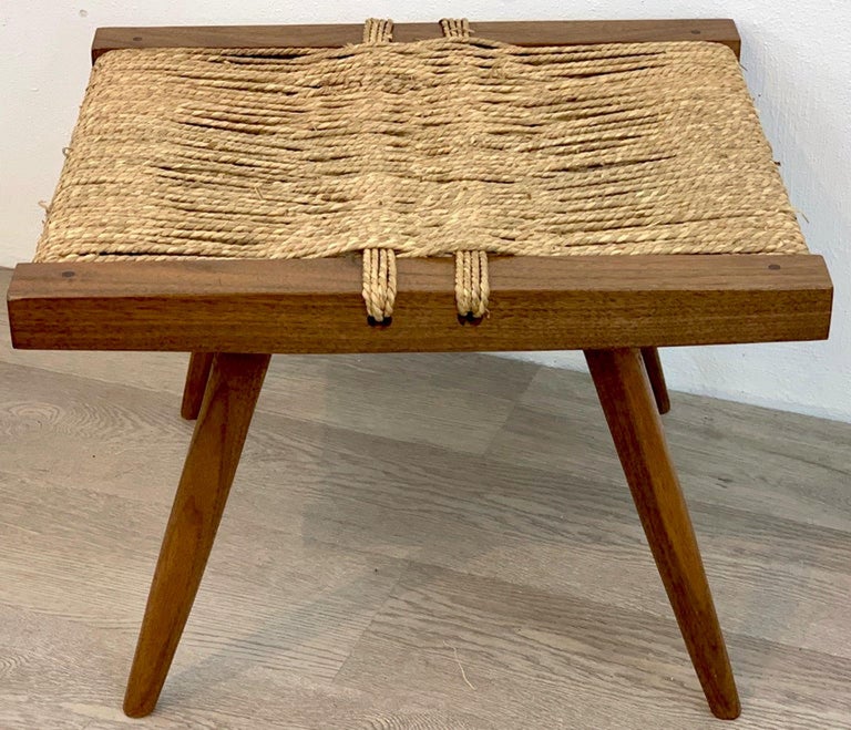 George Nakashima Grass Seat Stool at 1stDibs