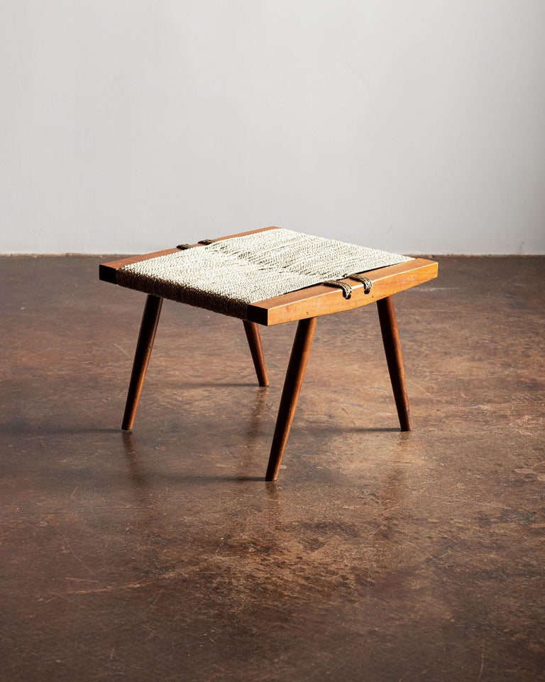 George Nakashima Grass Seat Stool, New Hope, 1961 For Sale at 1stDibs