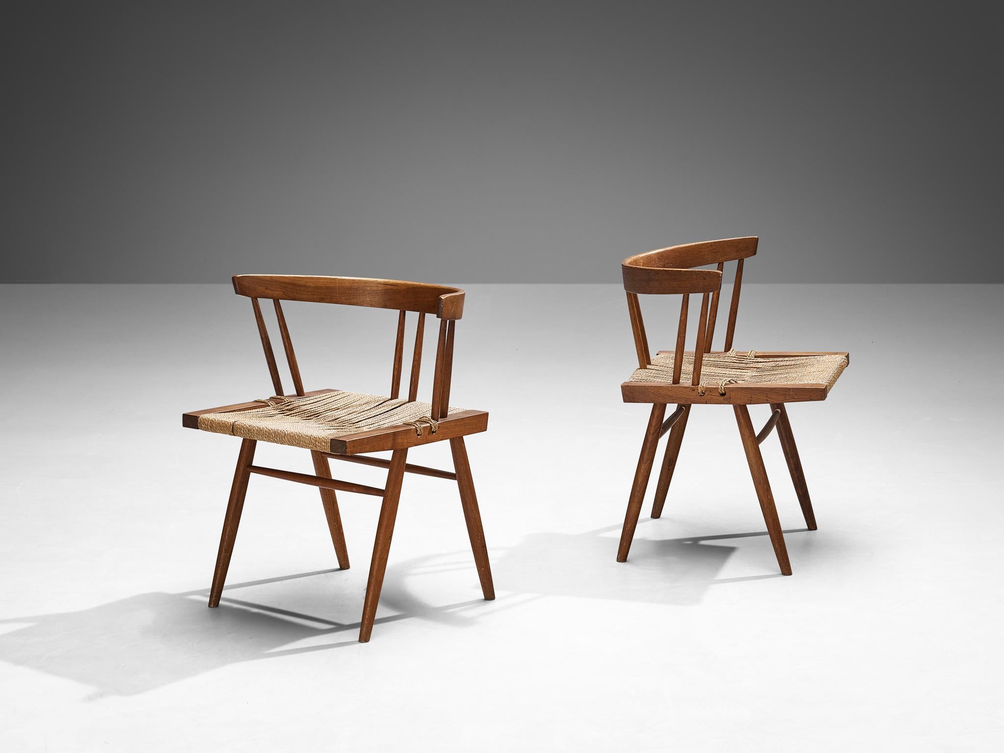 George Nakashima 'Grass-seated Chairs' in Walnut and Sea Grass For Sale ...