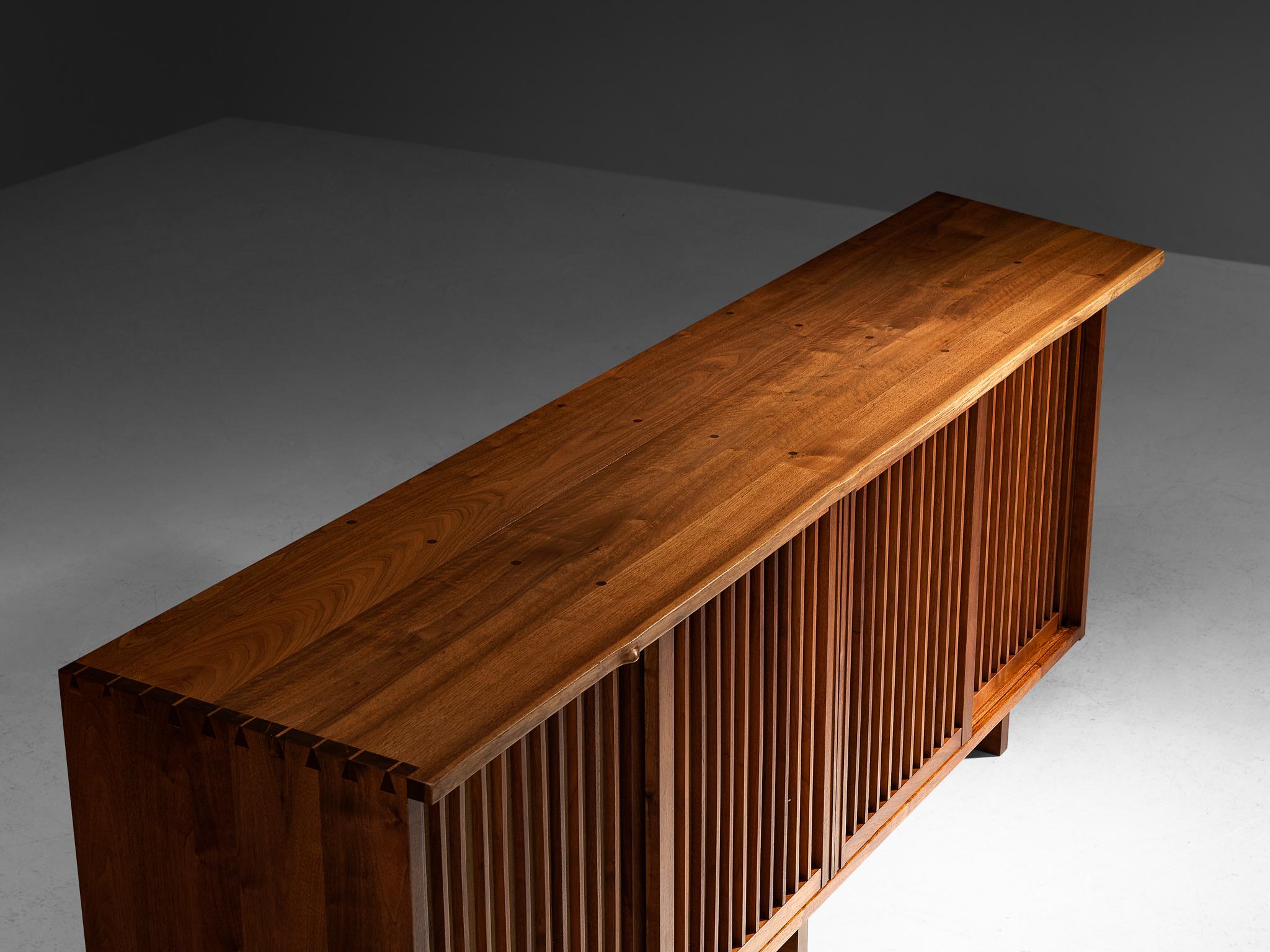 George Nakashima Sliding-Door Cabinet in Walnut and Pandanus Cloth For ...