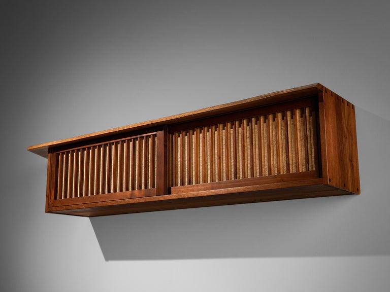 George Nakashima Wall-Mounted Sideboard in Walnut and Pandanus Cloth ...