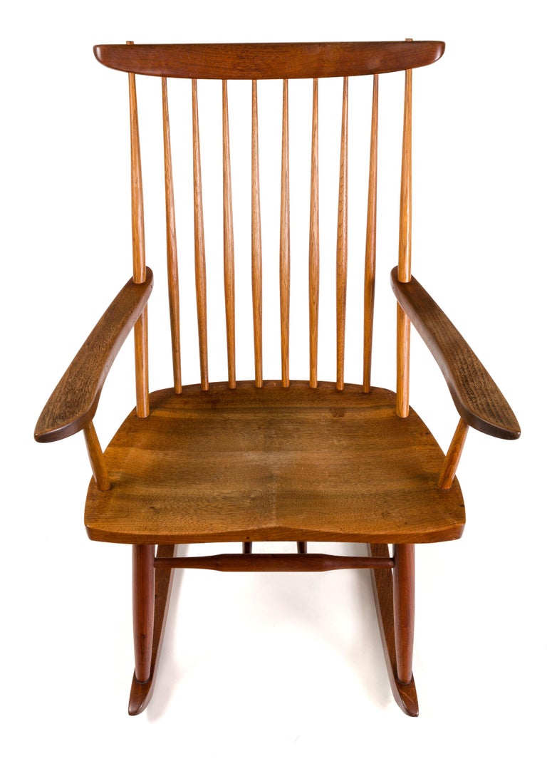 George Nakashima Walnut and Poplar "New Chair" Rocker, USA 1961 at 1stDibs