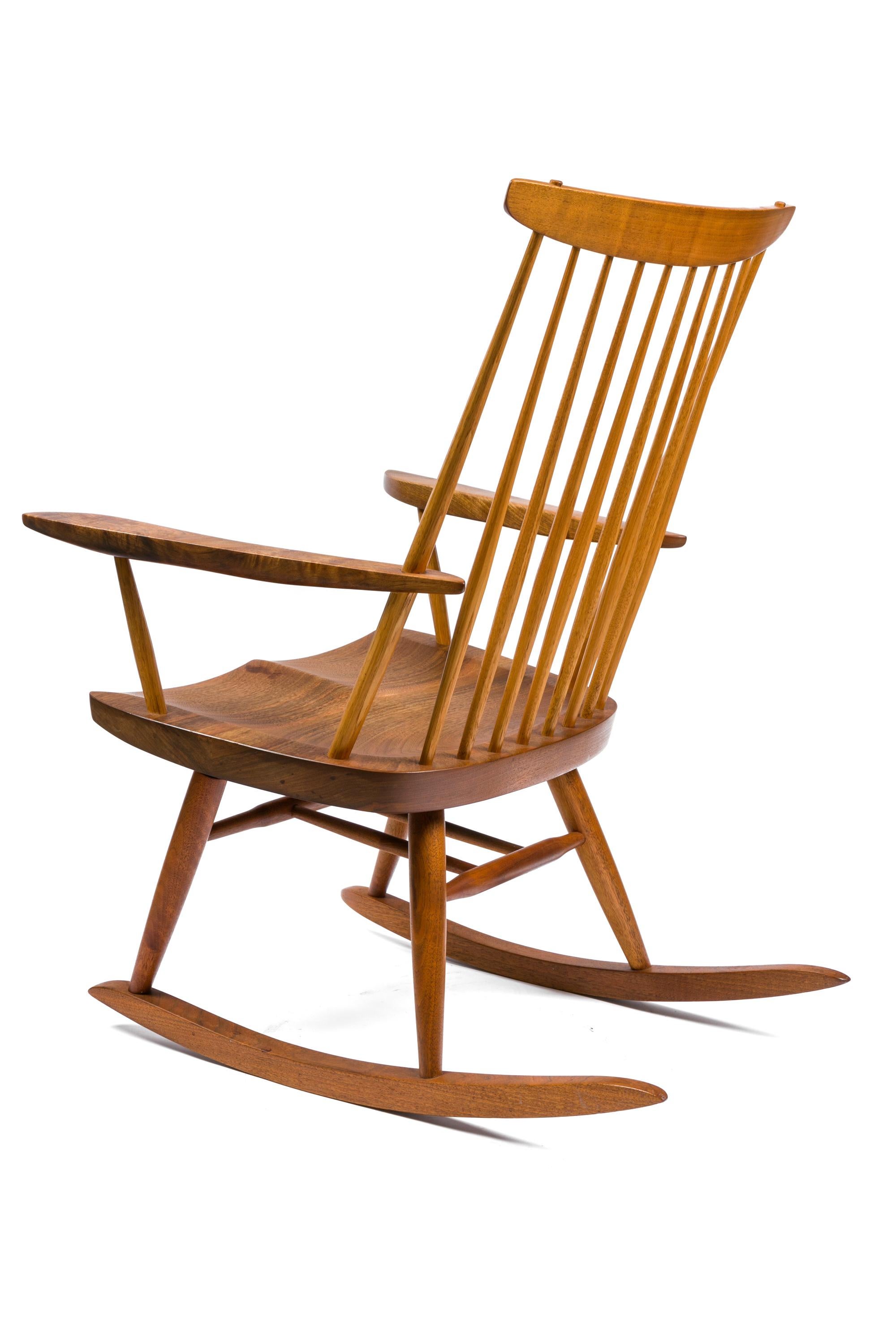 George Nakashima Walnut and Poplar "New Chair" Rocker, USA, 1978 at 1stDibs