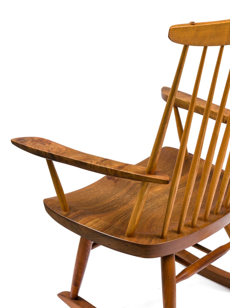 George Nakashima Walnut and Poplar "New Chair" Rocker, USA, 1978 at 1stDibs