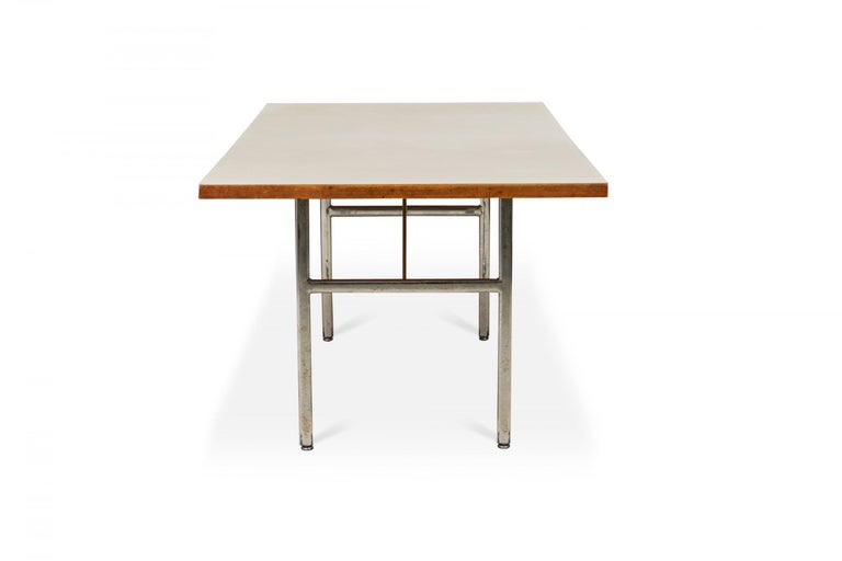 George Nelson / Herman Miller White Laminate and Steel Rectangular Dining Table For Sale at 1stDibs