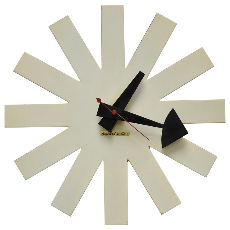 George Nelson Howard Miller Model 2213 Asterisk White Wall Clock at 1stDibs