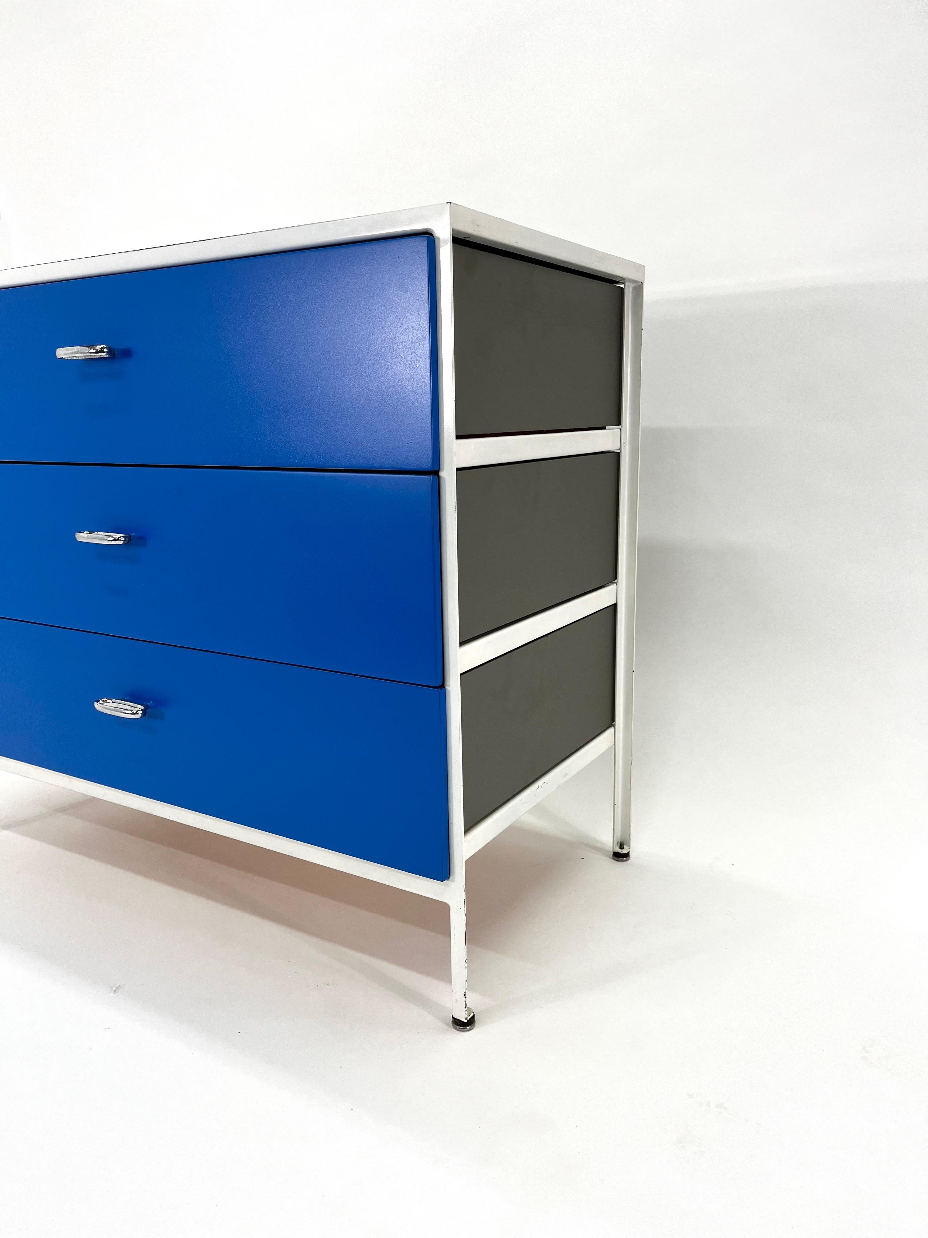 George Nelson Steel Frame Dresser in Blue and Grey at 1stDibs