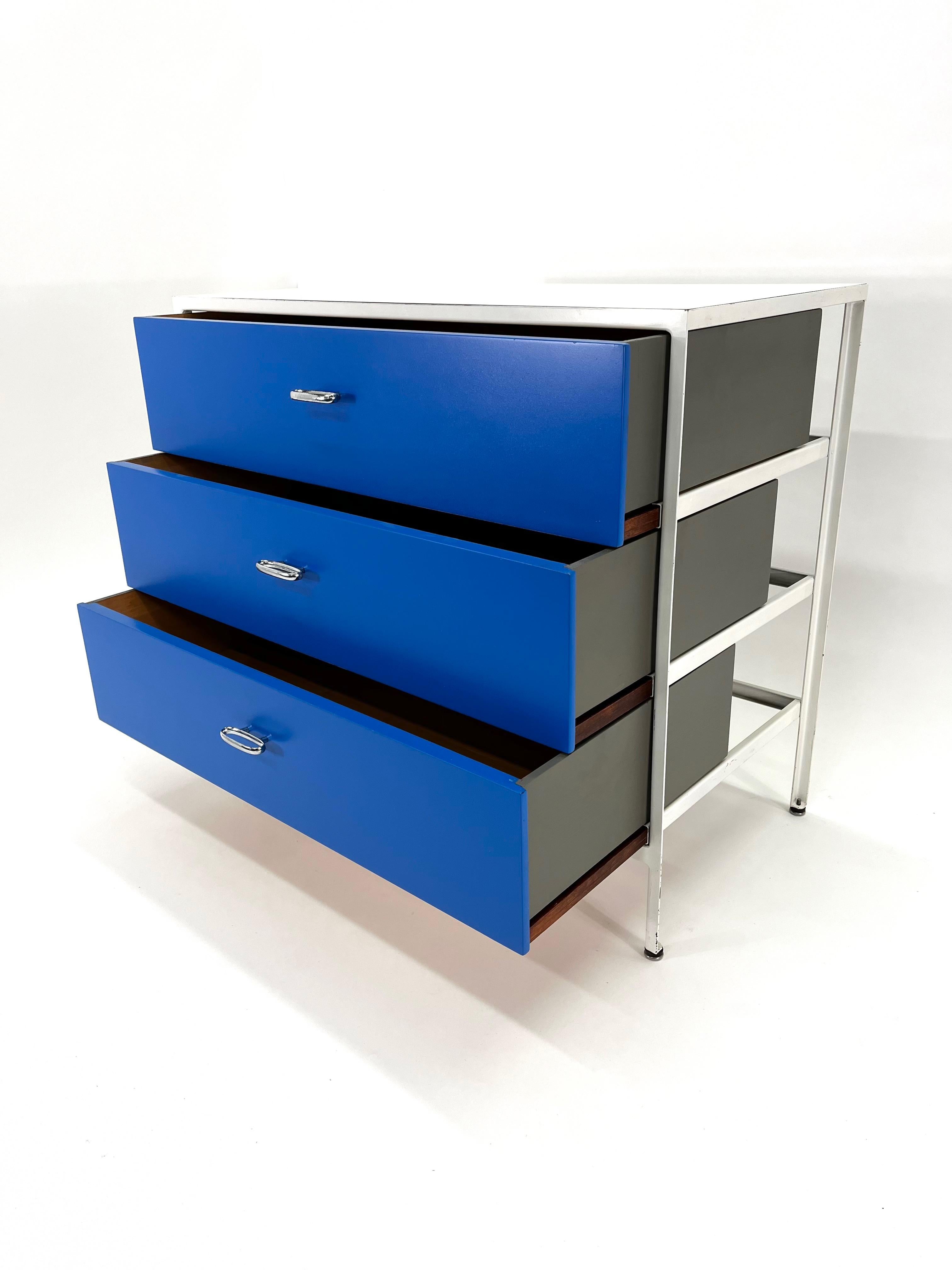 George Nelson Steel Frame Dresser in Blue and Grey at 1stDibs