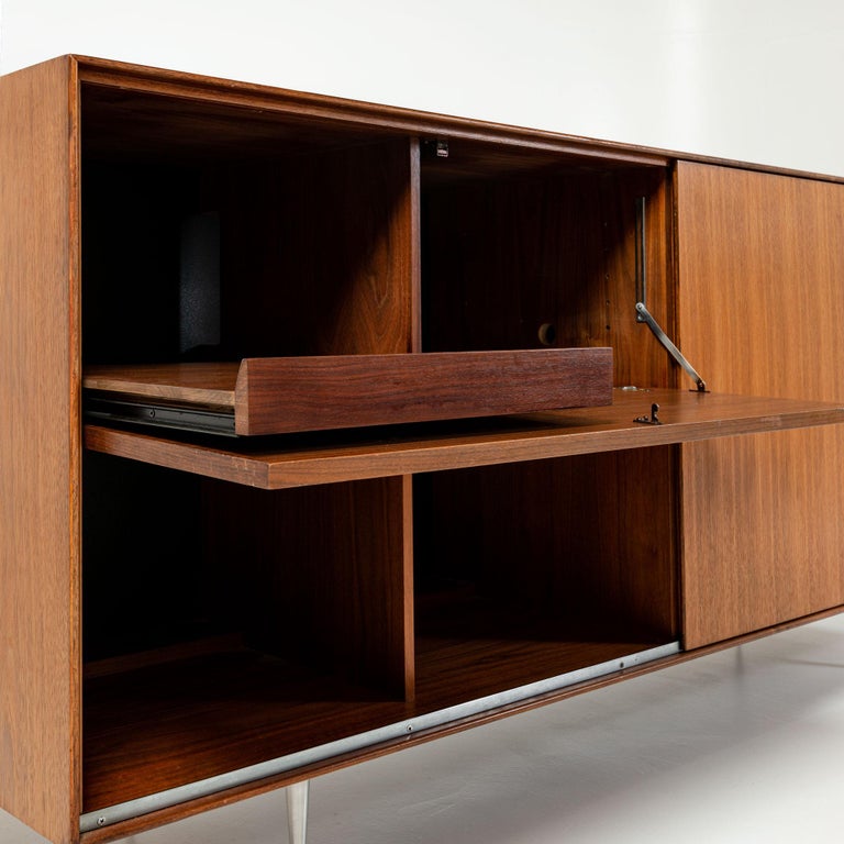 George Nelson Thin Edge Line Hi-Fi Cabinet in Walnut For Sale at 1stDibs