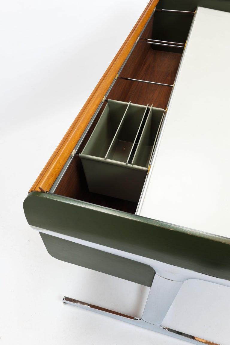 George Nelson Walnut Action Office Tambour Desk Large, Herman Miller ...