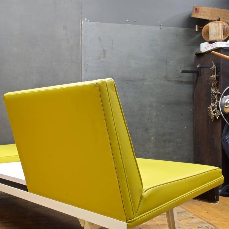 George Nelson White Chartreuse Green Naugahyde Steel Fame Sofa Table ...