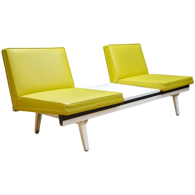 George Nelson White Chartreuse Green Naugahyde Steel Fame Sofa Table ...