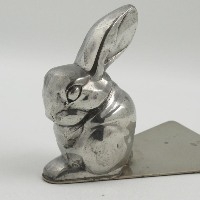 George Nilsson for Gero Art Deco Chrome Rabbit Bookends For Sale at 1stDibs