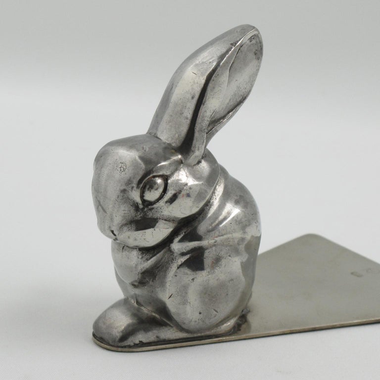 George Nilsson for Gero Art Deco Chrome Rabbit Bookends For Sale at 1stDibs