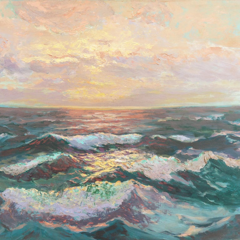 George North Morris - 'Sunset Waves', Impressionist Seascape, Boston ...