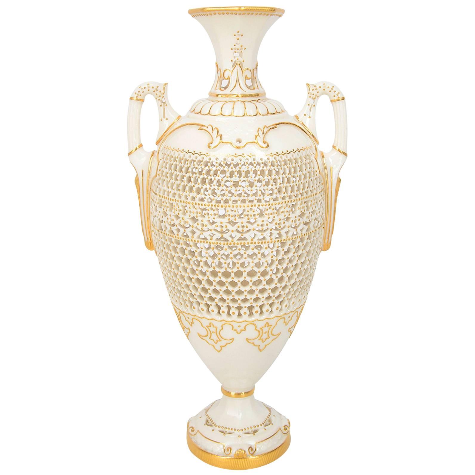 George Owen, Royal Worcester Reticulated Vase For Sale at 1stDibs