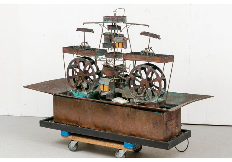 George Rhoads 1989 Large Scale Metal Kinetic Fountain Sculpture For ...