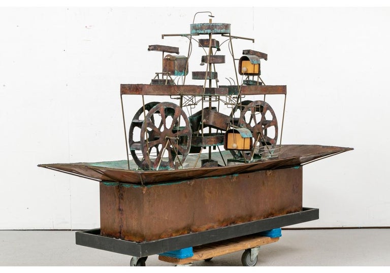 George Rhoads 1989 Large Scale Metal Kinetic Fountain Sculpture For ...