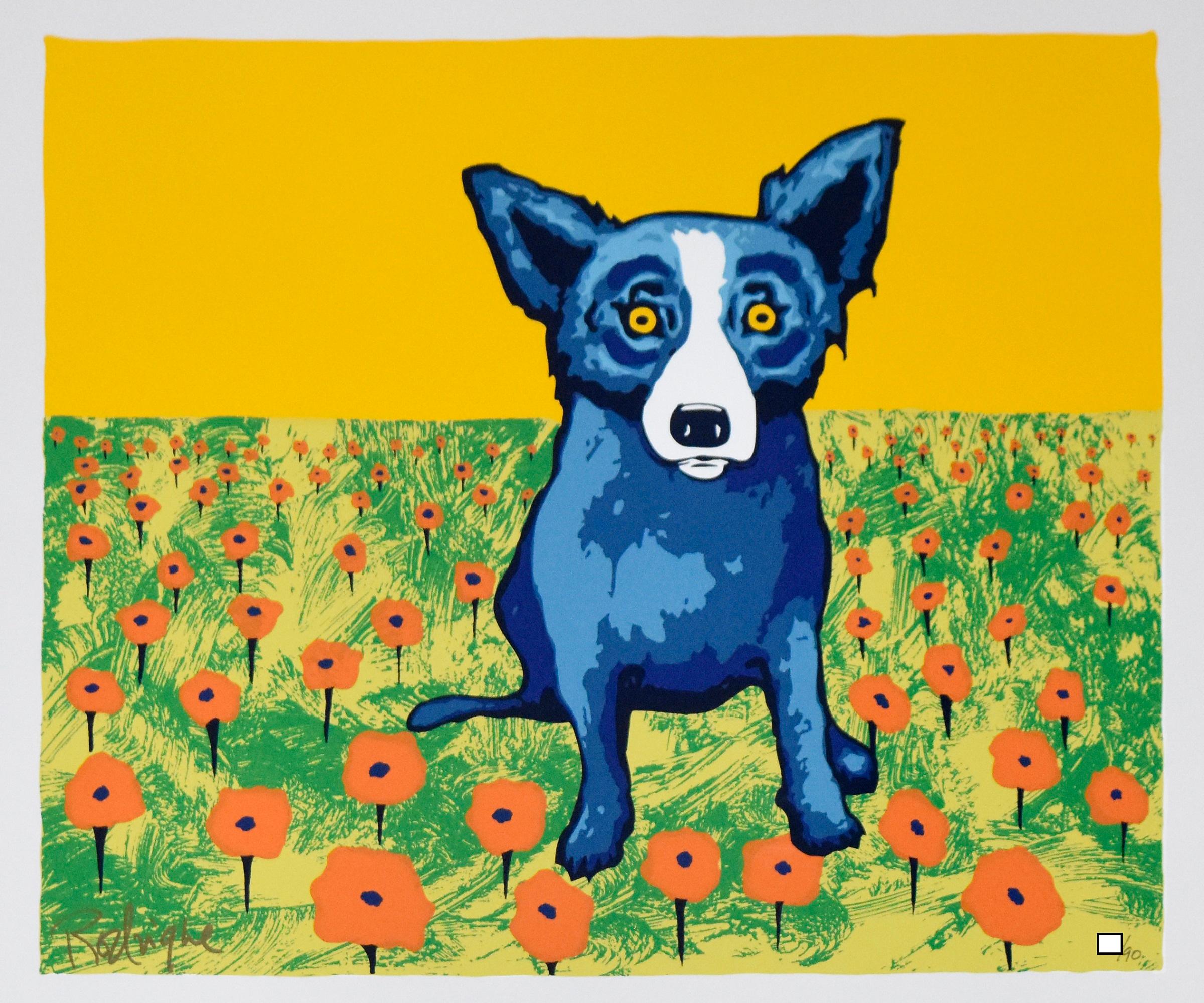 George Rodrigue - Blue Dog "Flowers Bring Me Luck" Signed Numbered ...