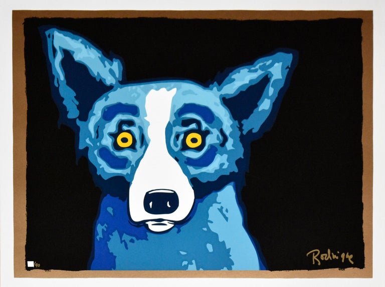 George Rodrigue - Blue Dog "Head Shot Black" Signed Numbered Print at ...