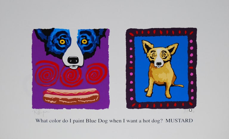George Rodrigue - Color Me Mustard - Signed Silkscreen Blue Dog Print ...